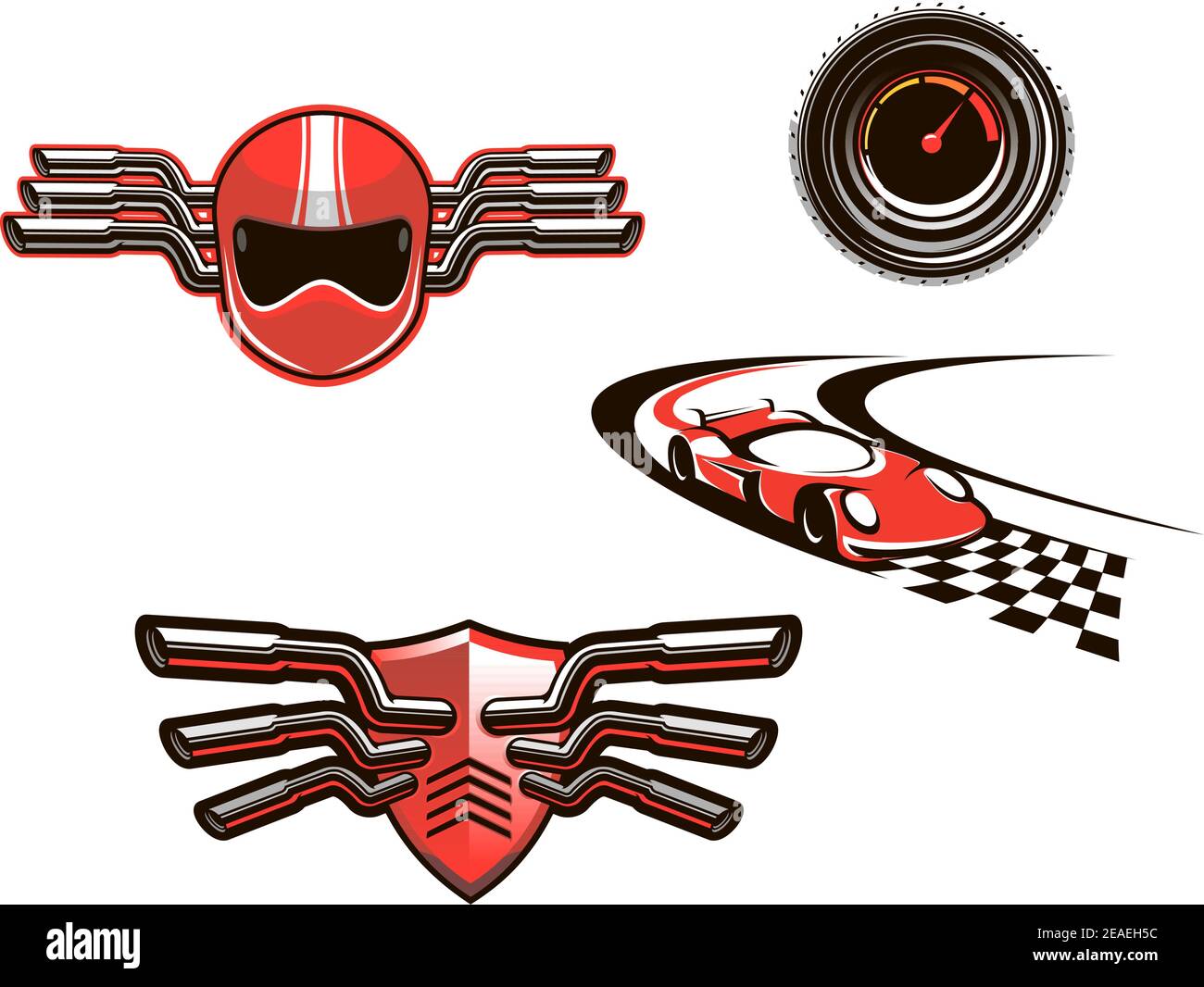 Elements and symbols of racing sport isolated on white background Stock ...