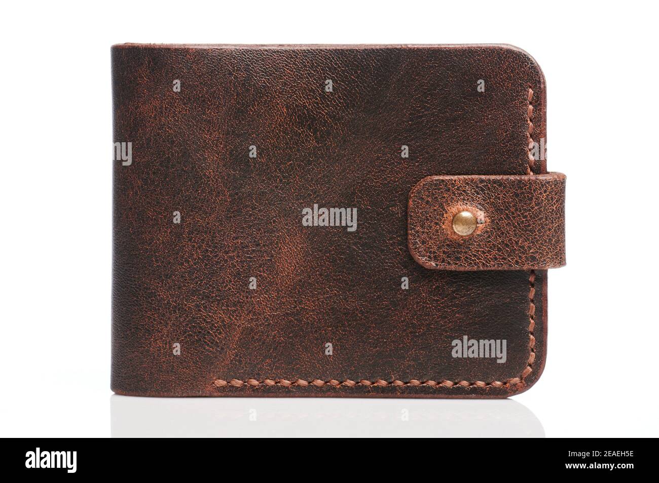 Casual brown color leather wallet front view isolated Stock Photo - Alamy