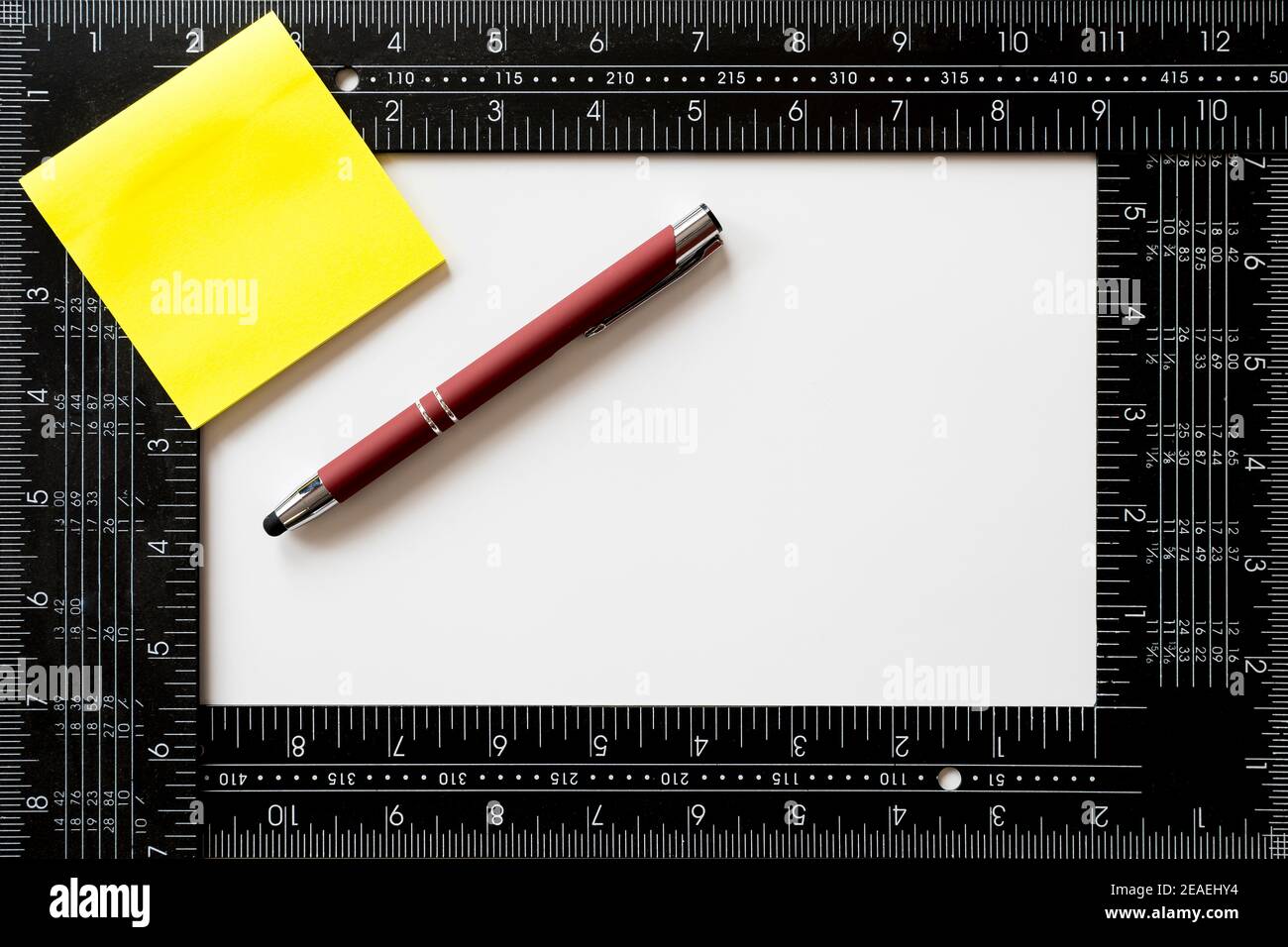 Note sticker, red pen and carpenter's square to personalize with the ...