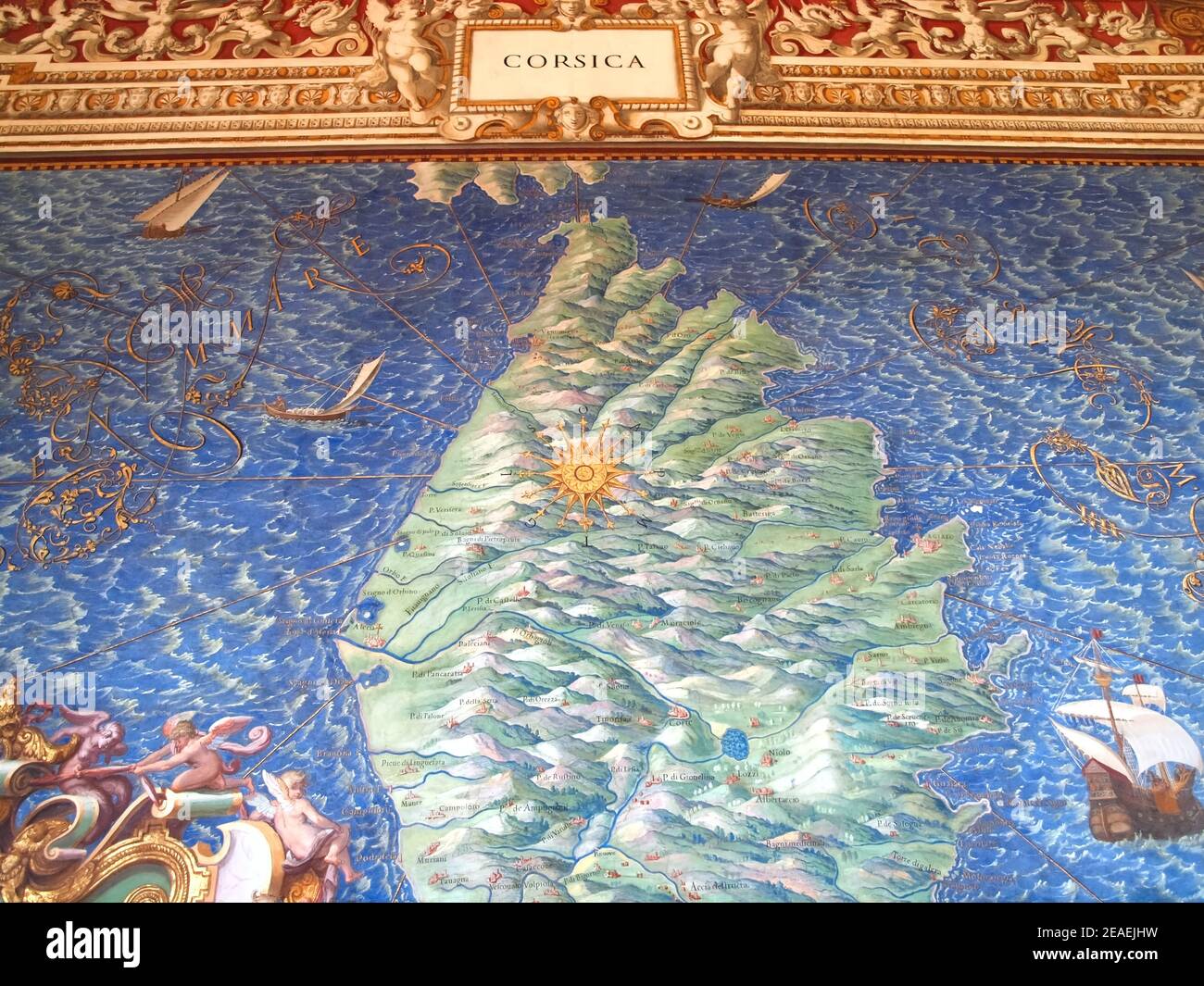 Map of Corsica inside the Vatican museums in Rome Stock Photo - Alamy