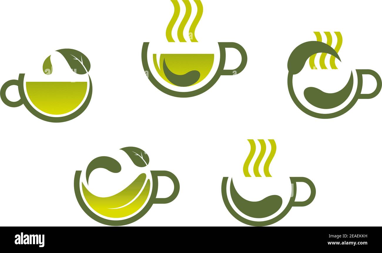 Herbal tea symbols isolated on white background for beverage product ...