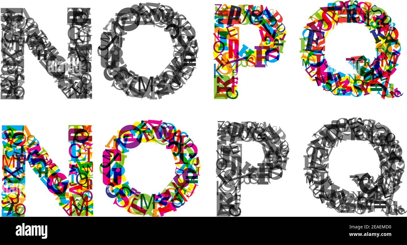 Abstract alphabet letters set in colorful and monochrome style Stock ...