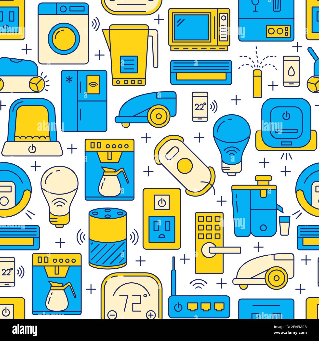Smart home seamless pattern in colored line style. Repeatable ...