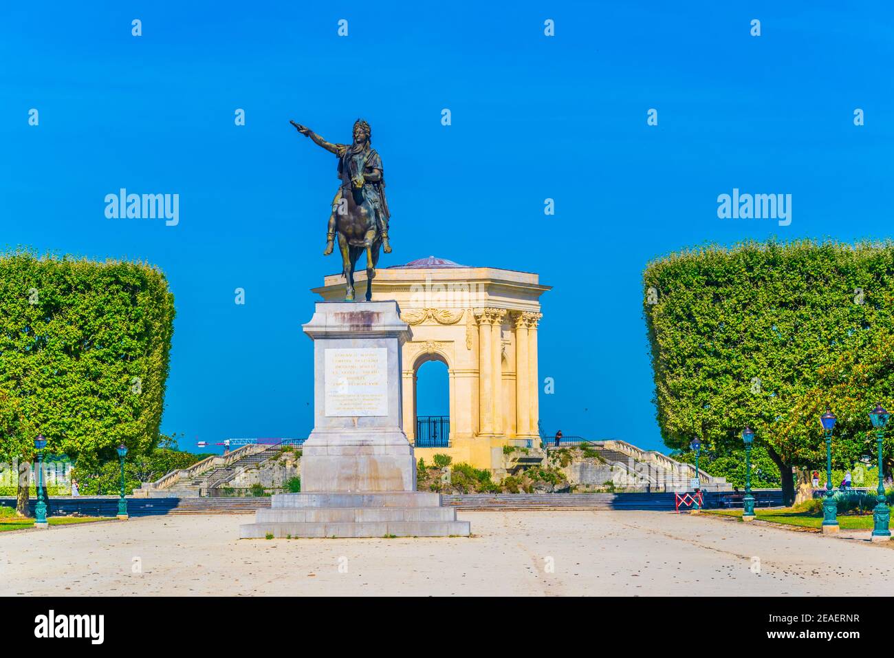 La Promenade du Peyrou dominated by the statue of king Louis XIV in ...