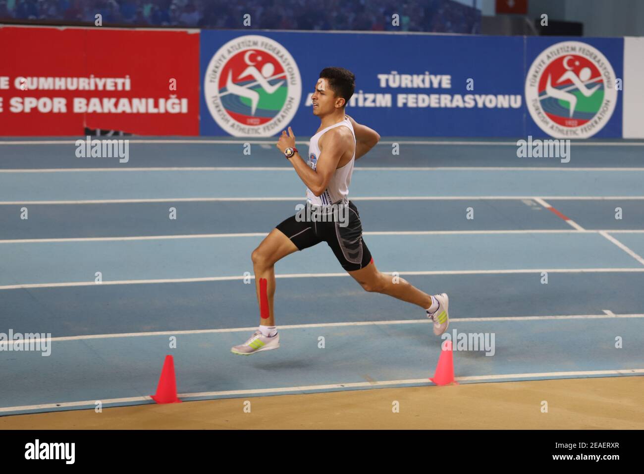 ISTANBUL, TURKEY - FEBRUARY 06, 2021: Undefined athlete running during ...