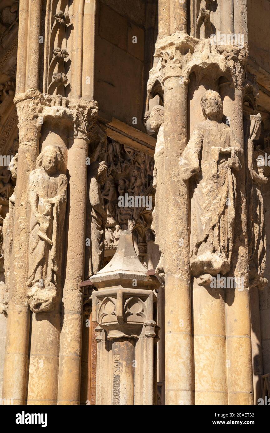 Europe, Spain, Leon, Santa María de León Cathedral showing ancient ...