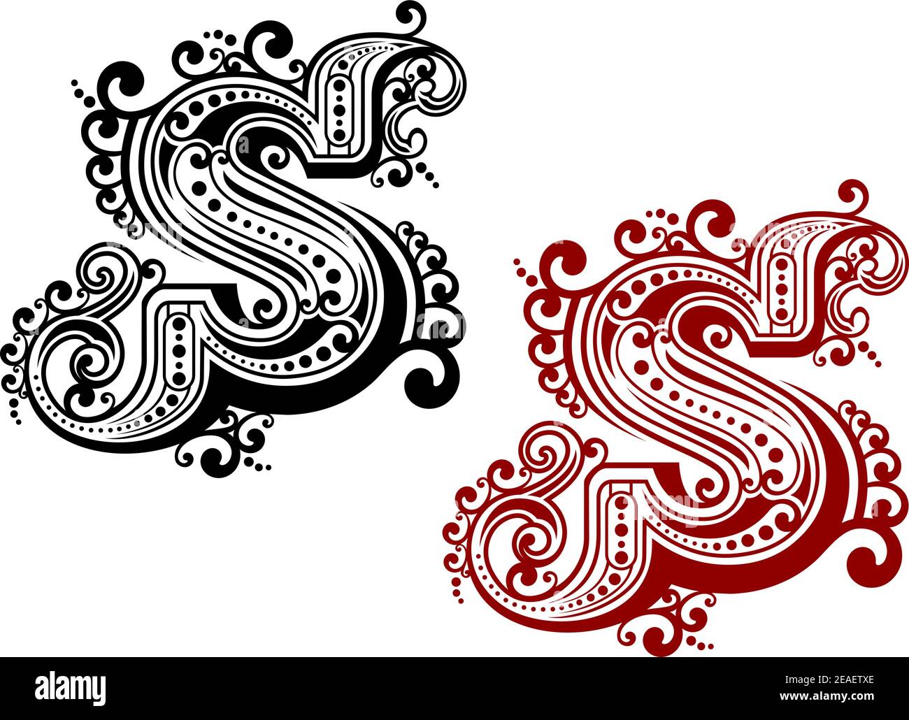 Retro capital letter S in vintage design style isolated on white ...
