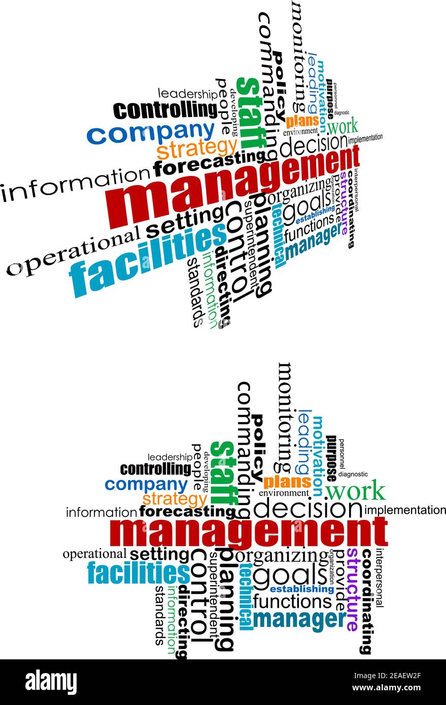 Management tags cloud in straight and bent form for web design Stock ...