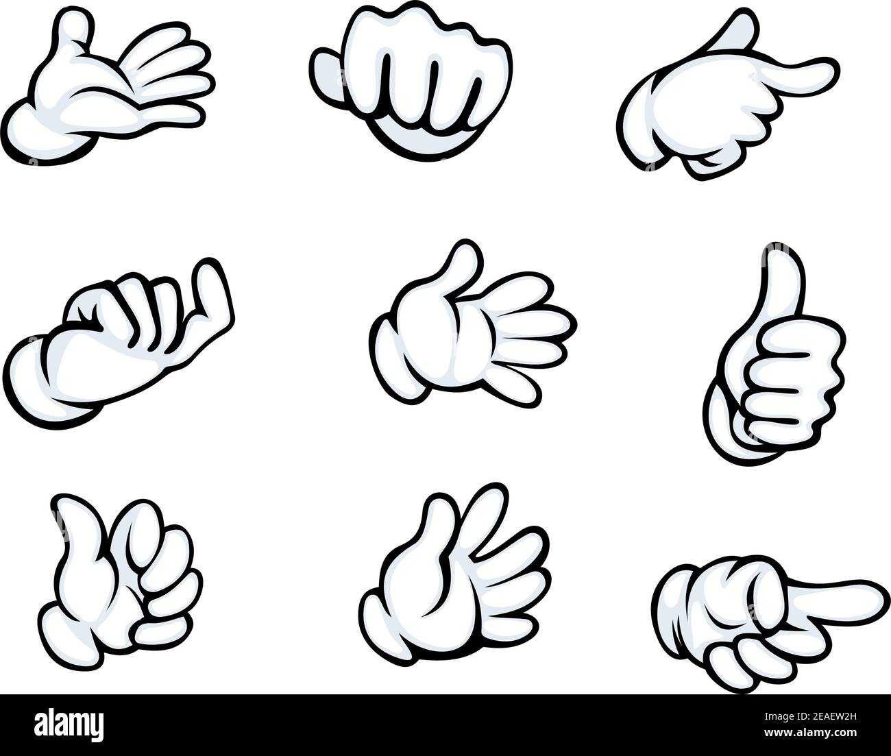 Set of hand gestures in cartoon style for comics design Stock Vector ...