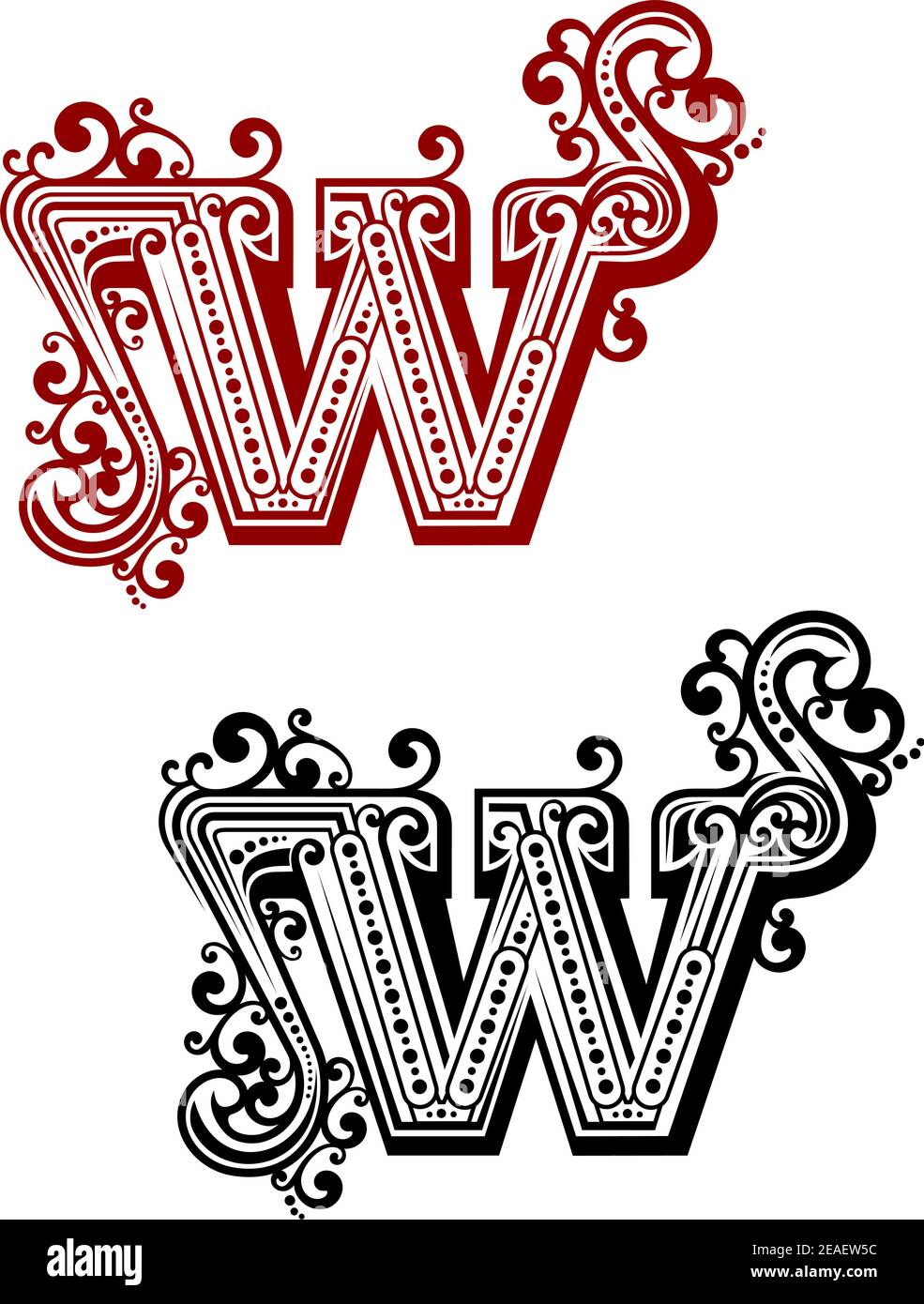 Retro W letter for any medieval design isolated on white background ...