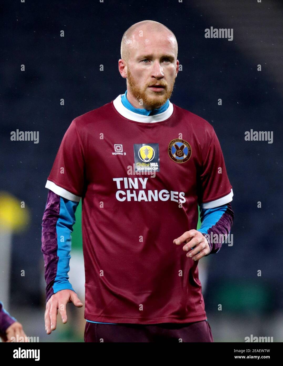 Heart of Midlothian's Liam Boyce warms up on the pitch prior to the ...