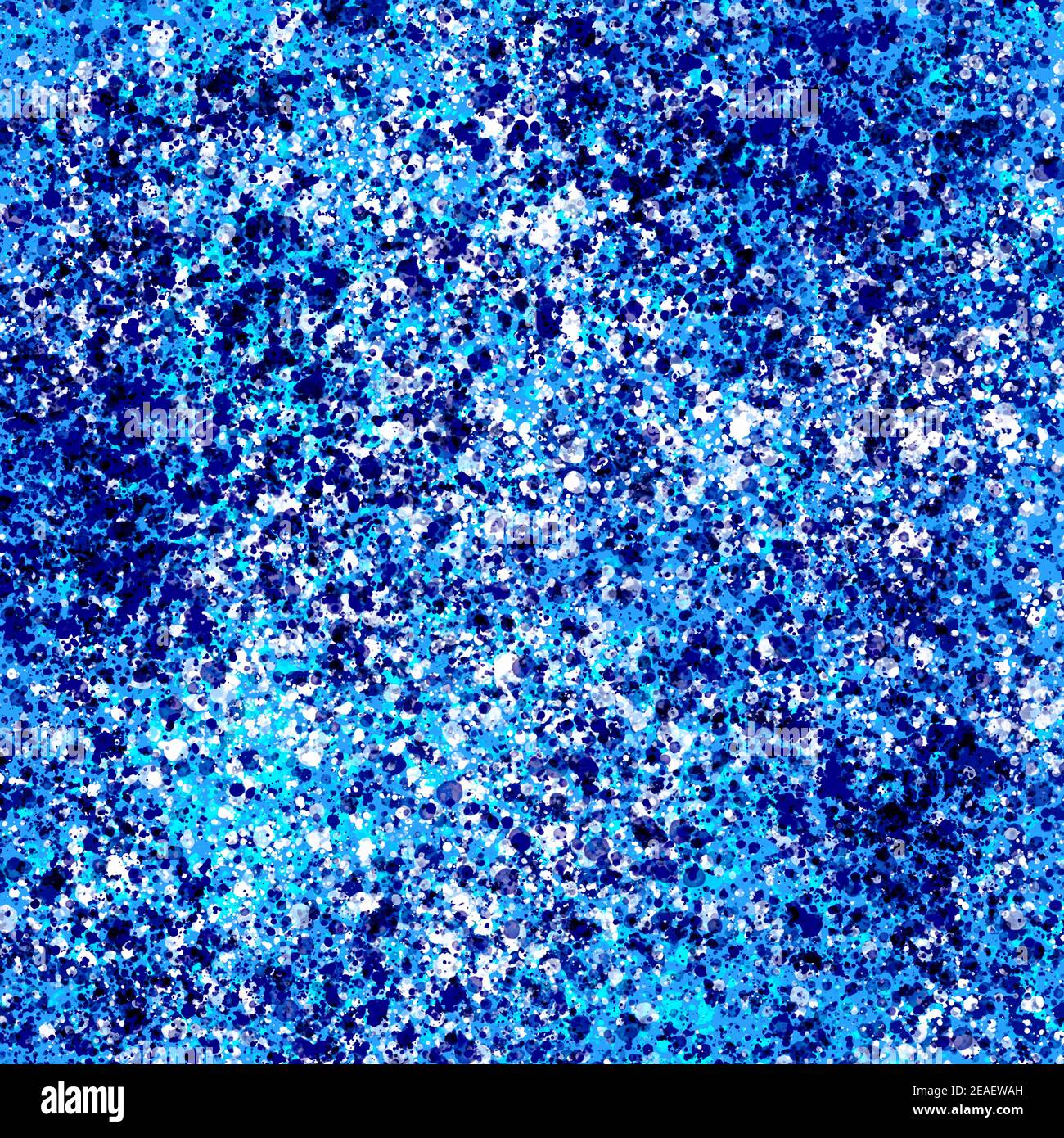 Blue background. Cyan surface with deep blue and white watercolor drops ...