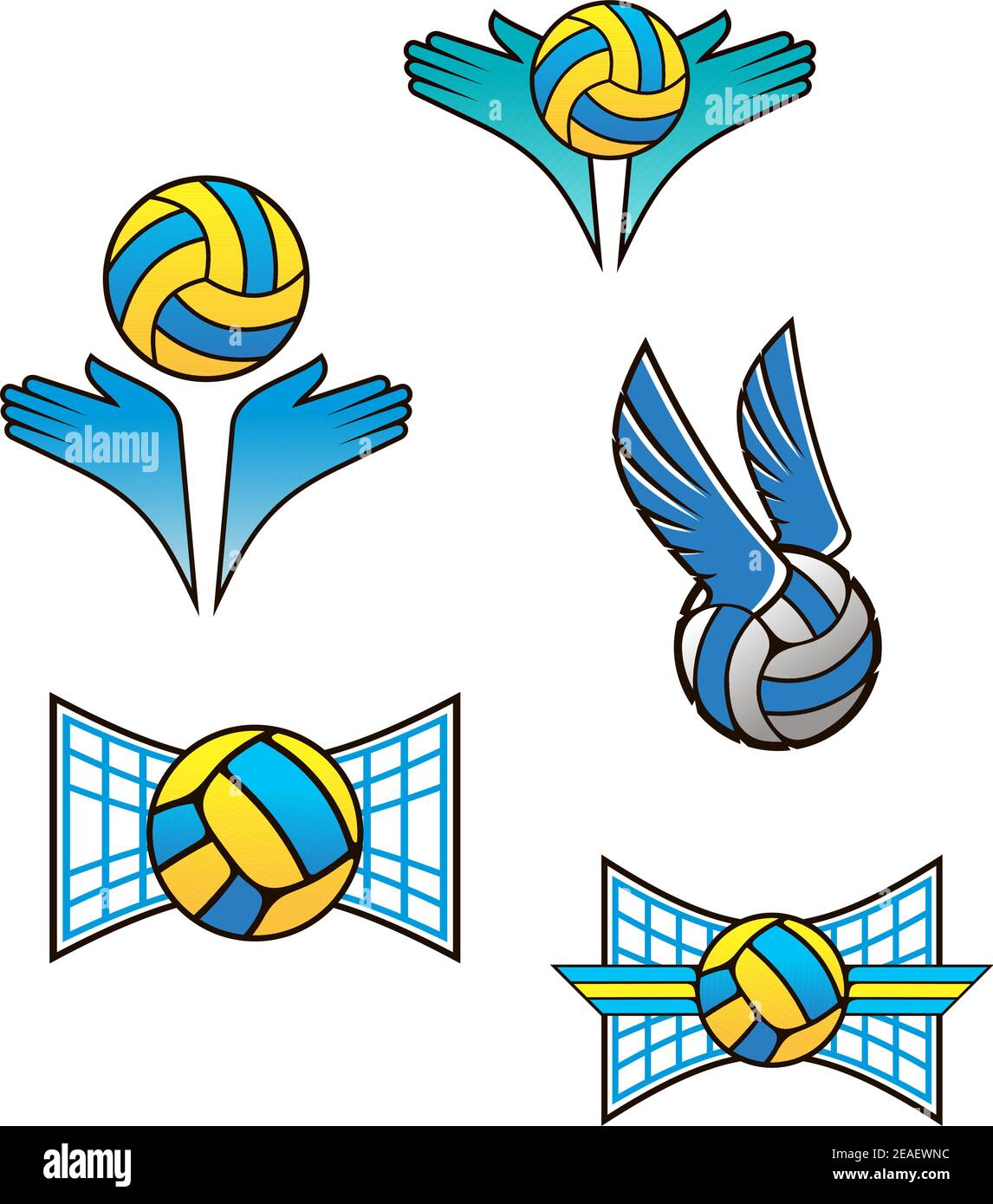 Volleyball sports symbols and icons set for design Stock Vector Image ...