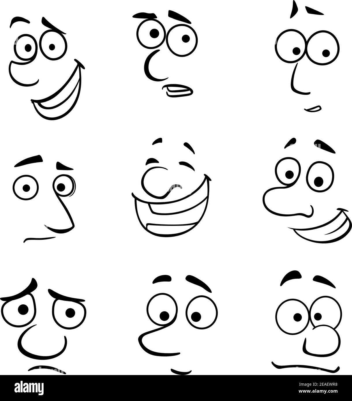 Cartoon faces set with emotions for comics design Stock Vector Image ...