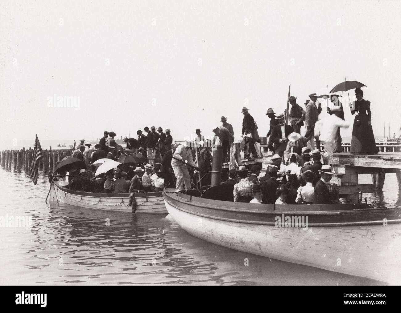 c.1900 photograph - Cuba: ship passengers landing Cienfuegos, vessel ...