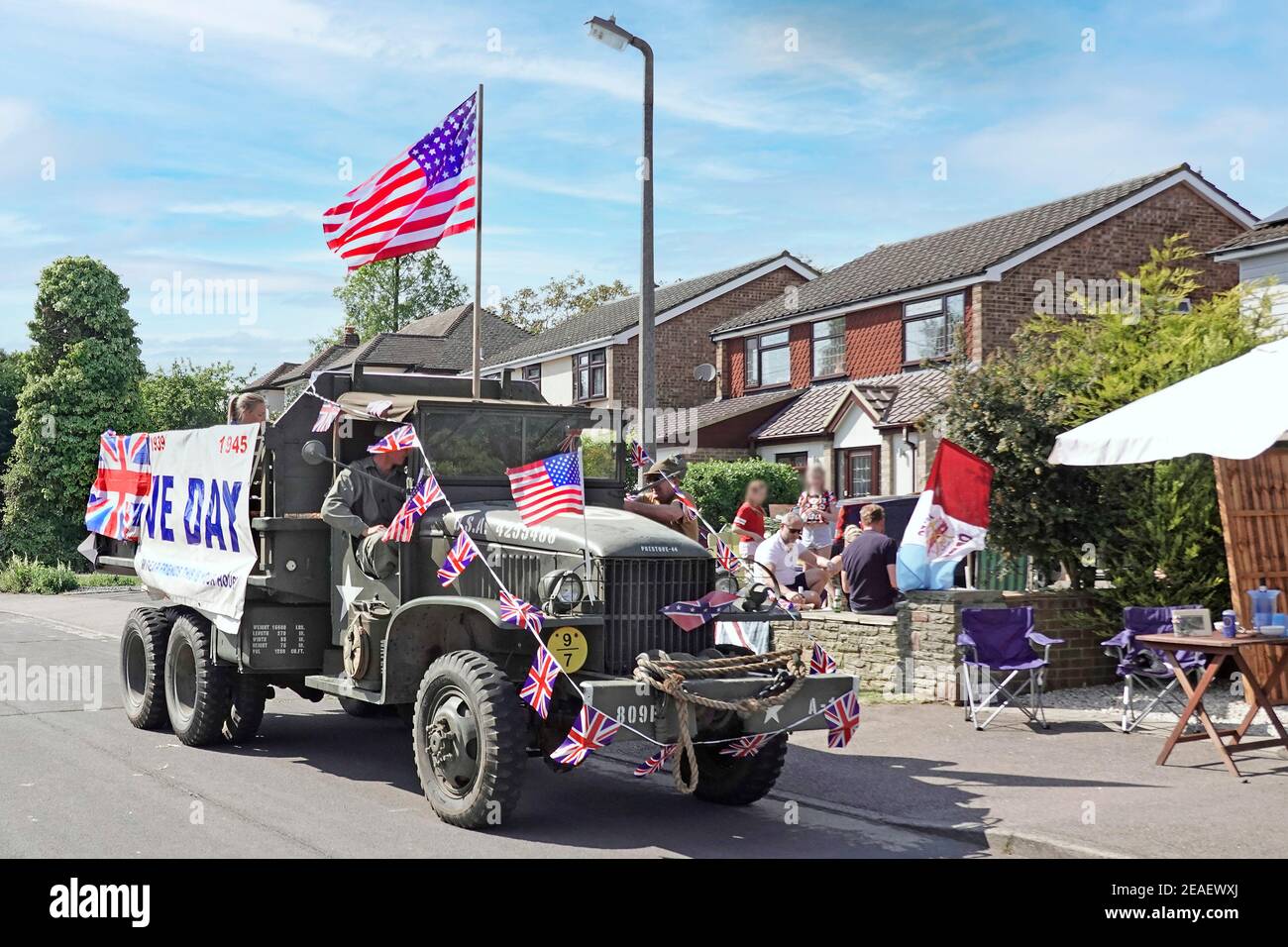 USA preserved military truck decorated VE day Union Jack & American ...