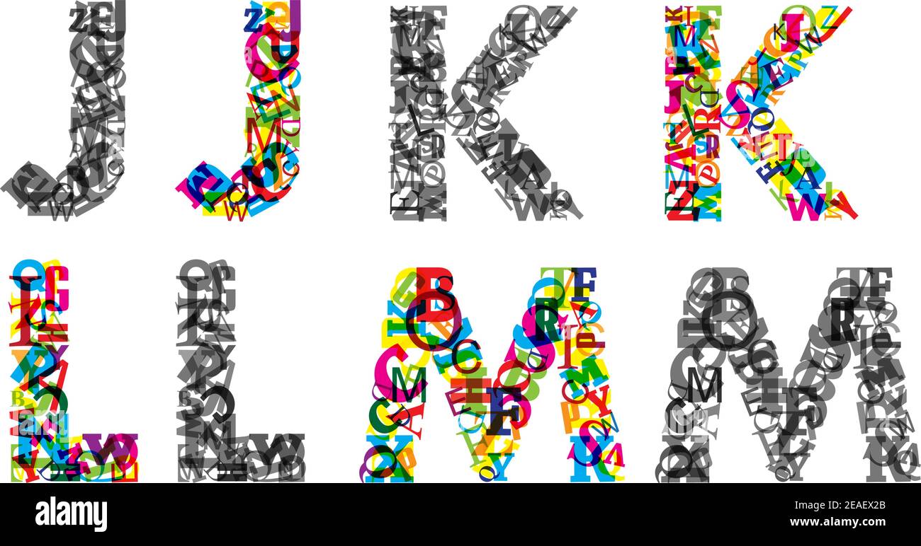 Colorful and monochrome letters isolated on white background Stock ...