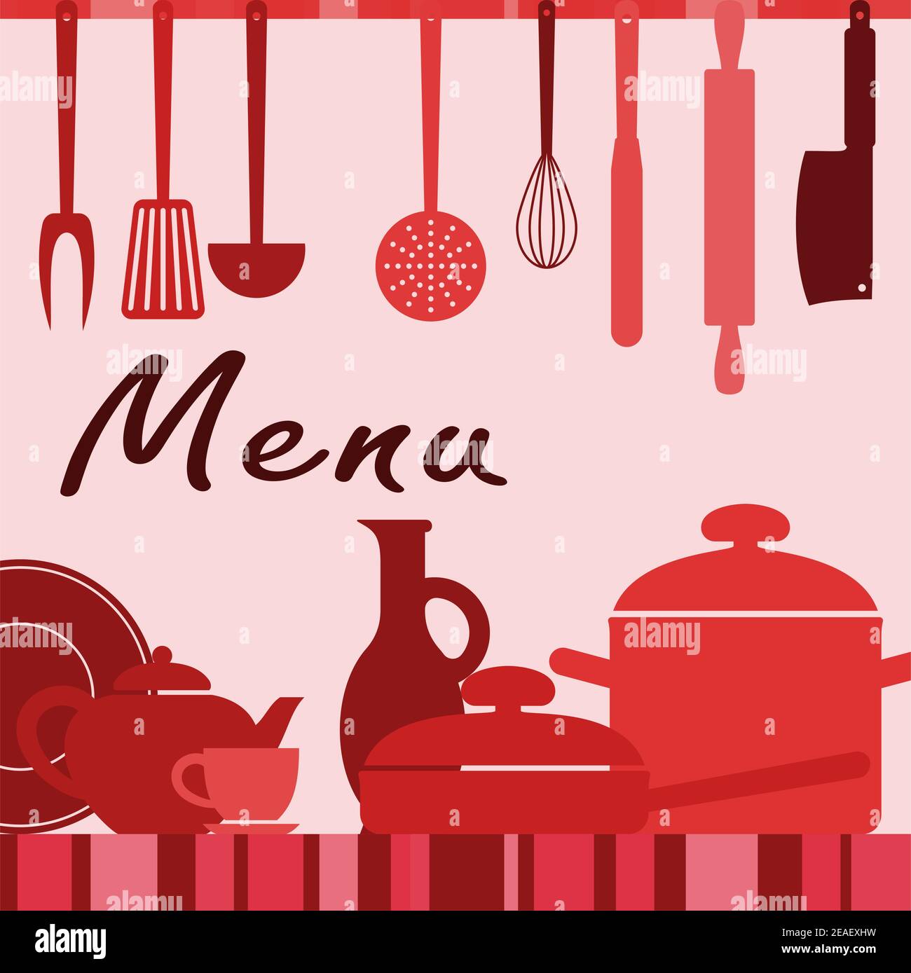 Kitchenware and cooking process for menu background design Stock Vector ...