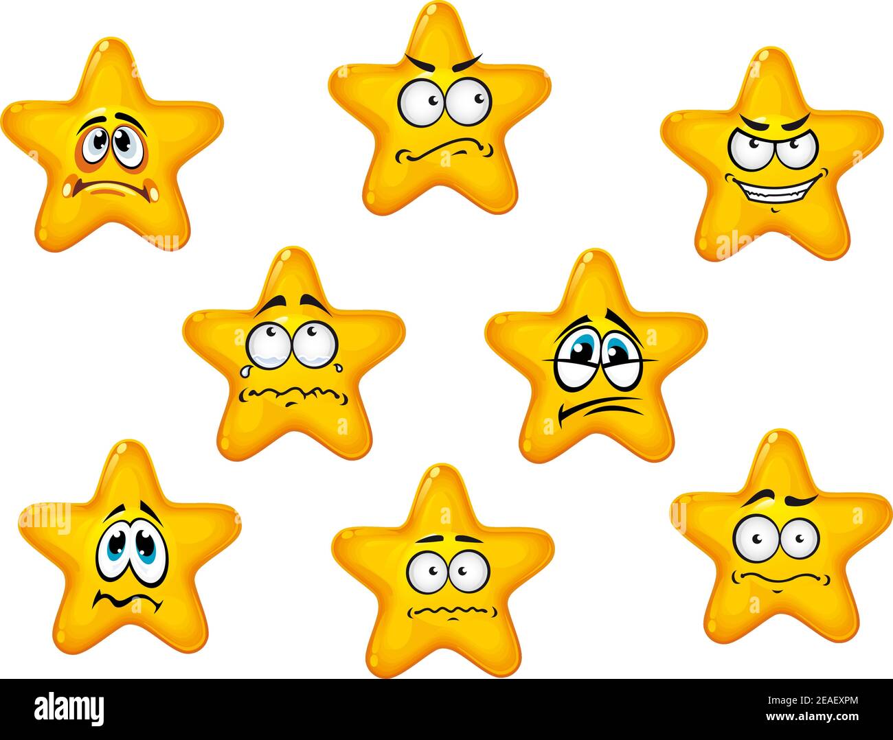 Yellow stars set with negative emotions for comics design Stock Vector ...