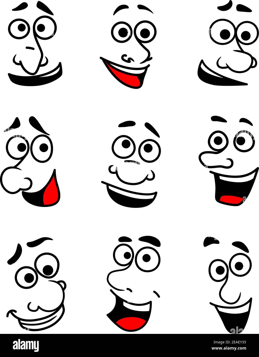 Emotional faces set in cartoon comics style for design Stock Vector ...