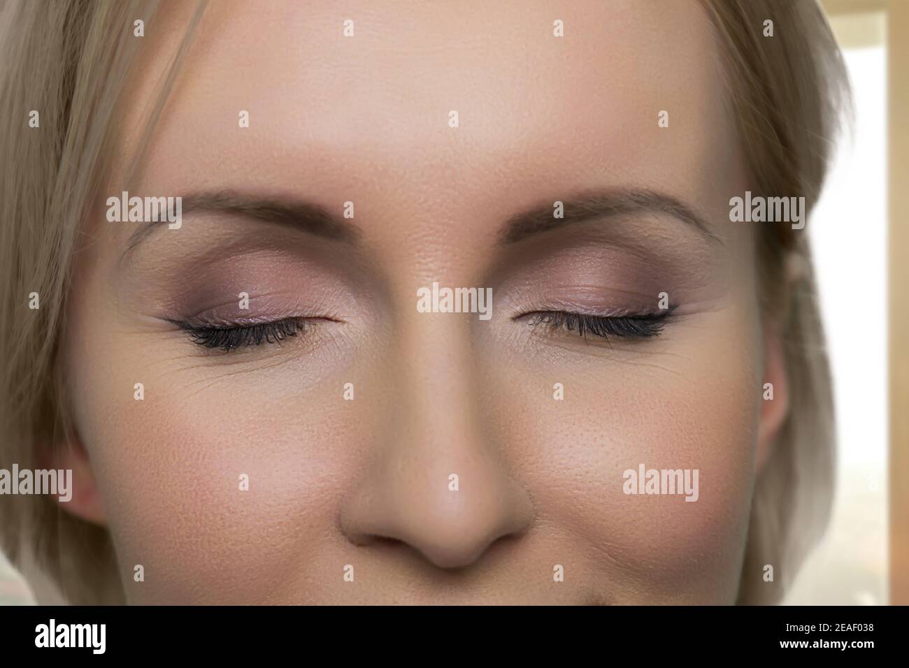 Close-up portrait of middle-aged woman's face Stock Photo - Alamy