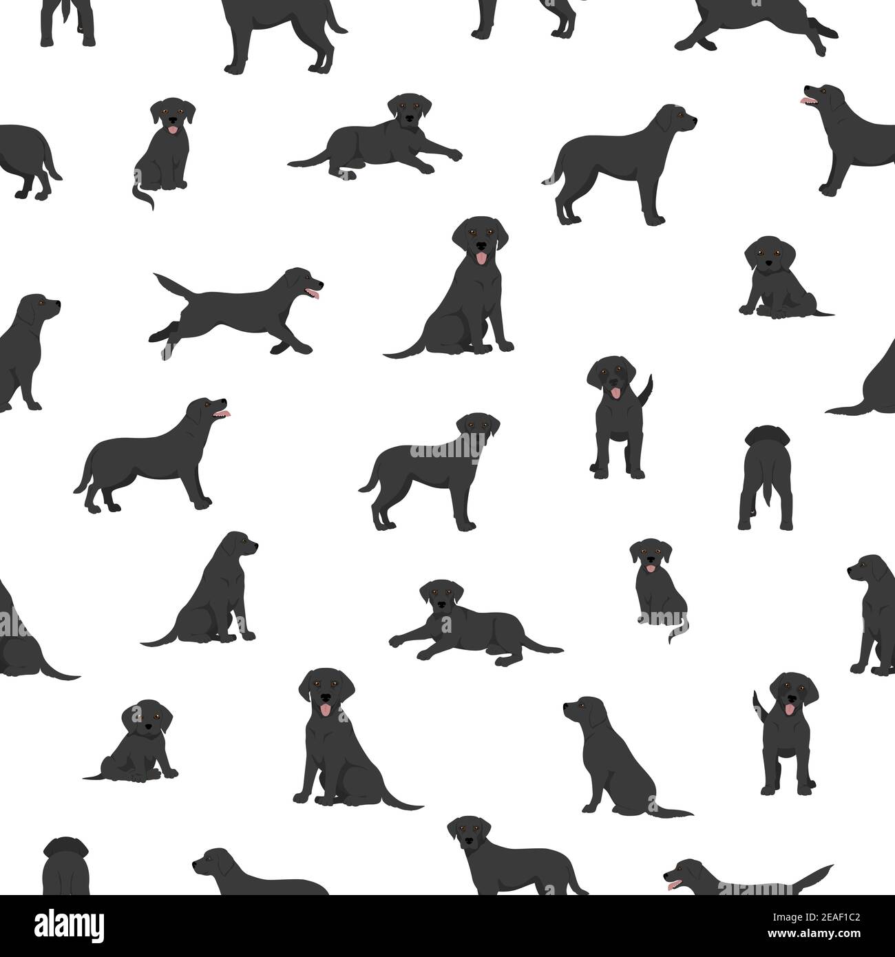 Labrador retriever dogs in different poses and coat colors. Seamless ...