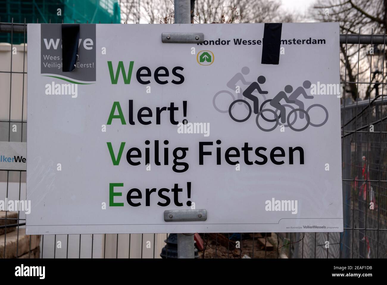 Billboard WAVE Warning Sign At Amsterdam The Netherlands 4-2-2021 Stock ...