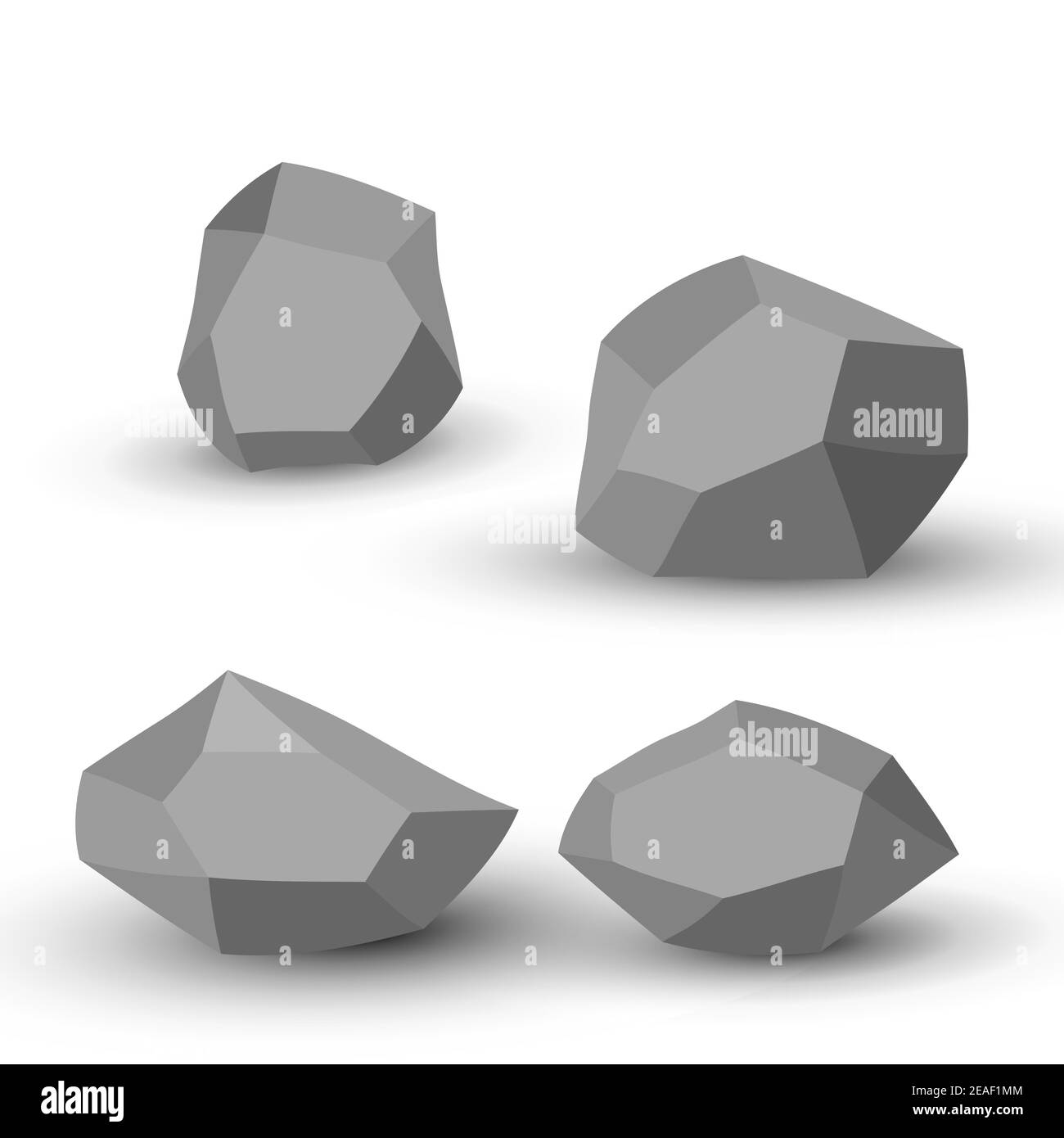 Cartoon stones. Rock stone isometric set. Granite grey boulders ...