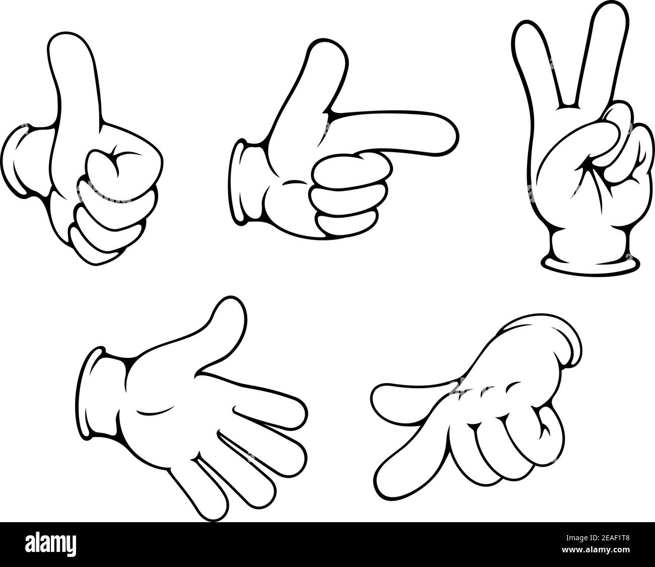 Set of positive hands gestures in cartoon style Stock Vector Image ...