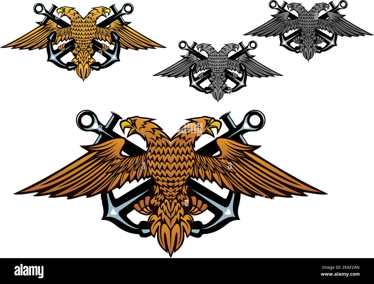 Heraldic eagle with a sea anchor in claws isolated on white background ...