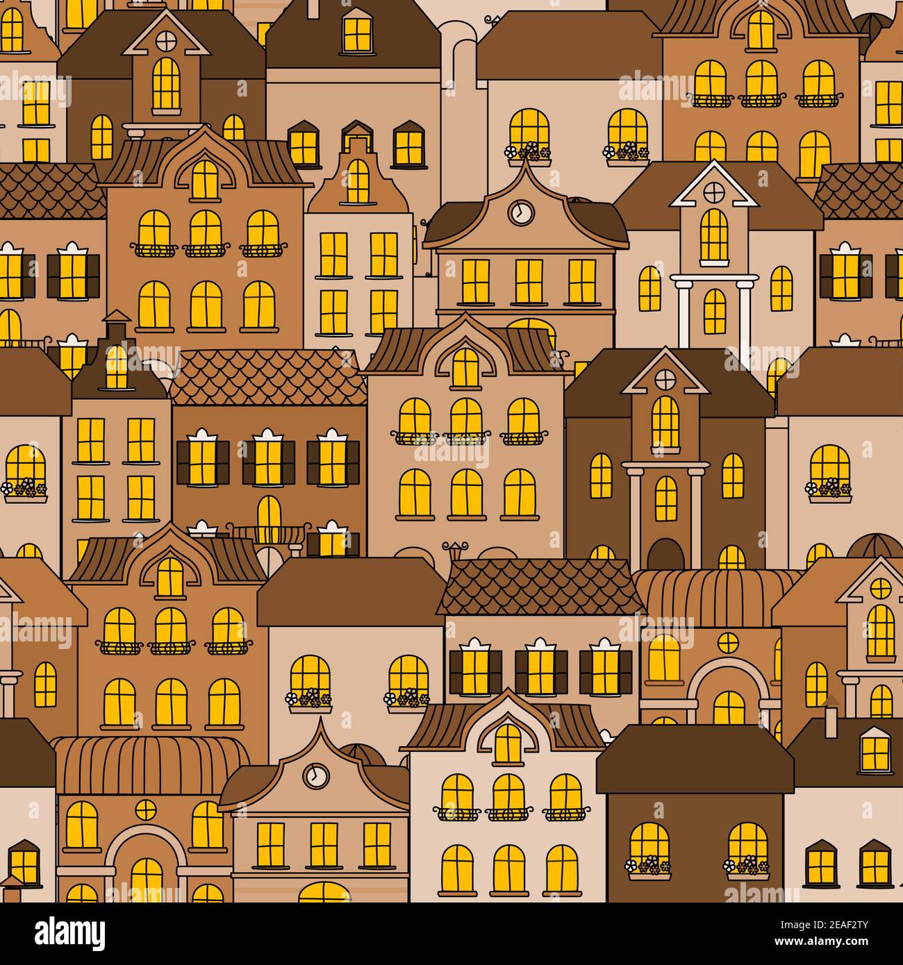Old town seamless pattern for background or wallpaper design Stock ...