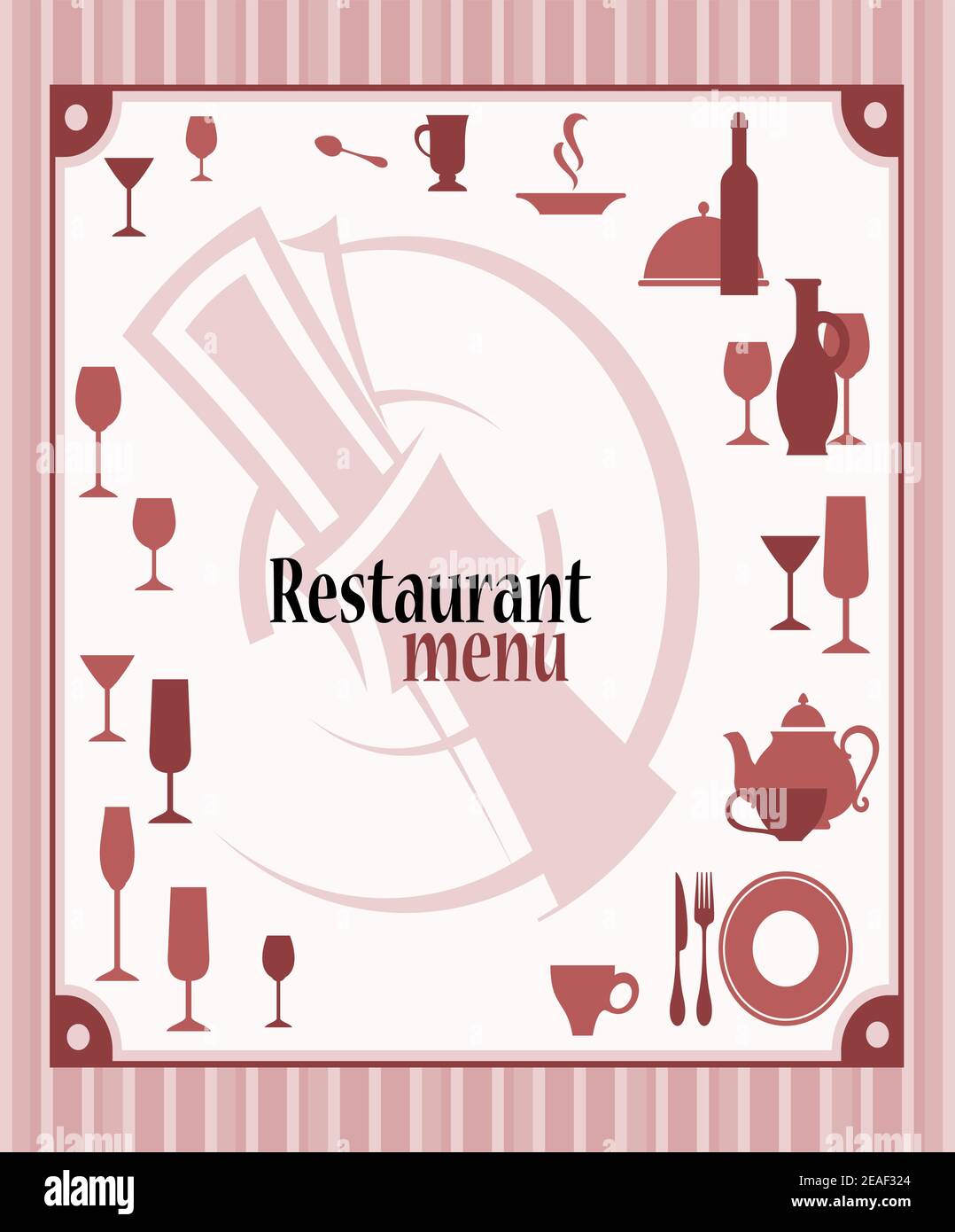 Restaurant menu background with food, drinks and dishware Stock Vector ...