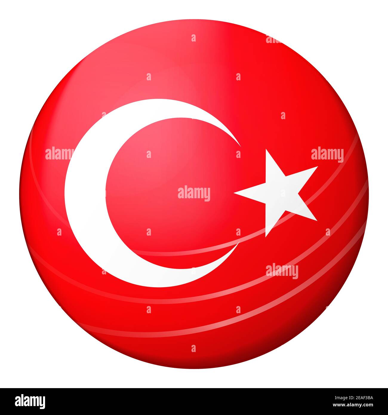 Glass light ball with flag of Turkey. Round sphere, template icon ...