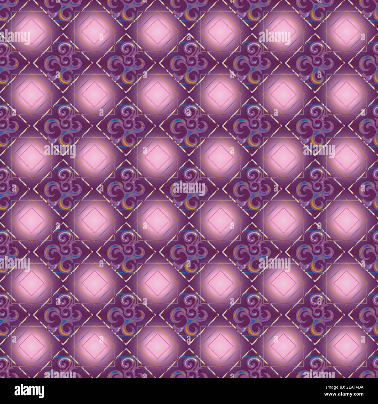 Vintage Ornate seamless retro Art Deco Purple Pink pattern Stock Photo ...