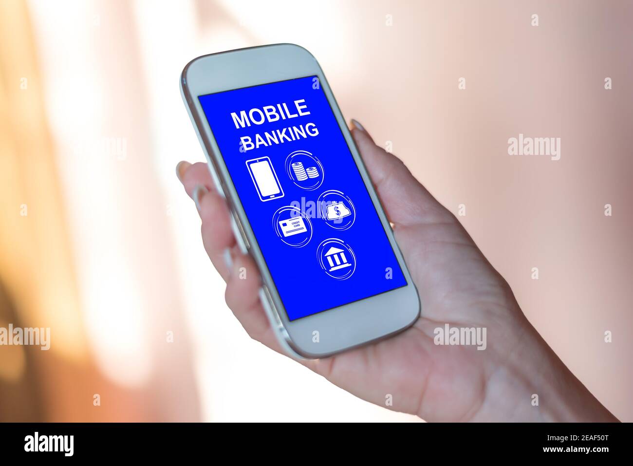 Smartphone screen displaying a mobile banking concept Stock Photo - Alamy