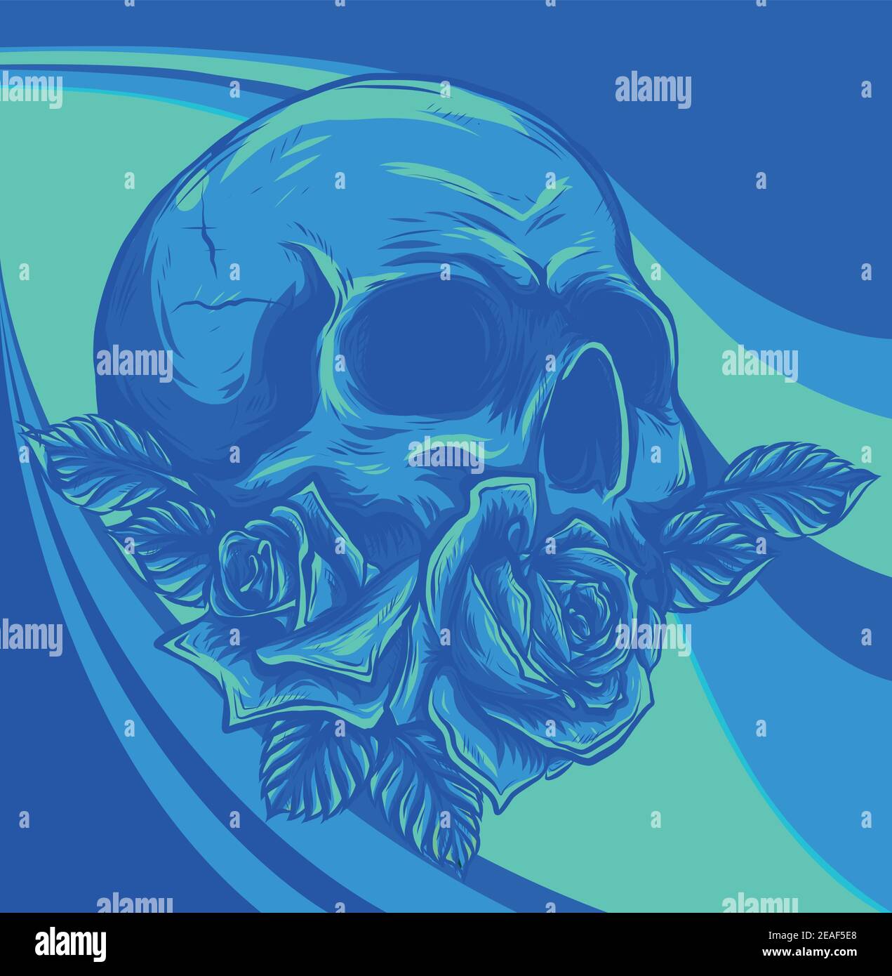 illustration Human skull with roses colore background Stock Vector ...