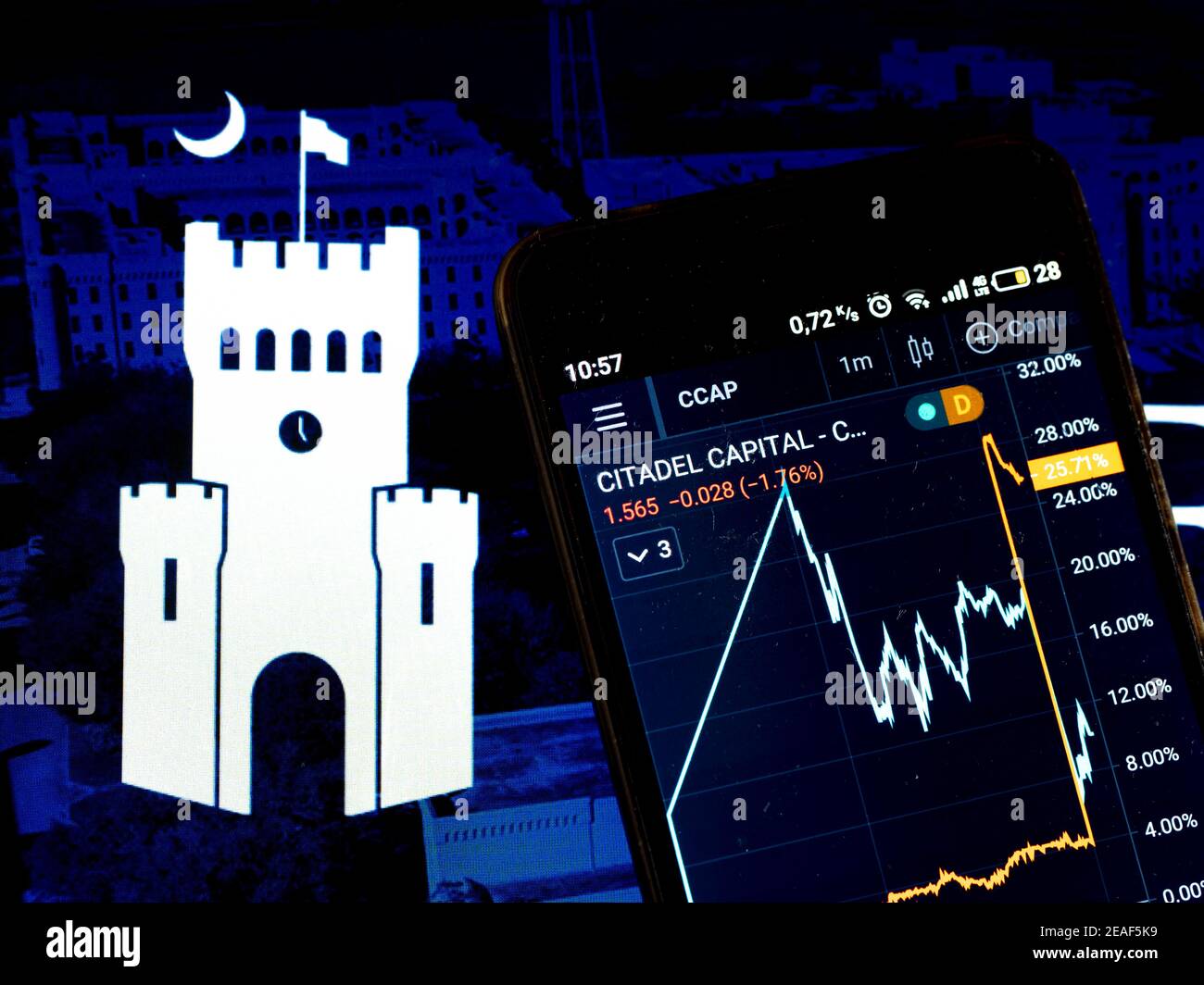 Ukraine. 9th Feb, 2021. In this photo illustration, a Citadel capital ...