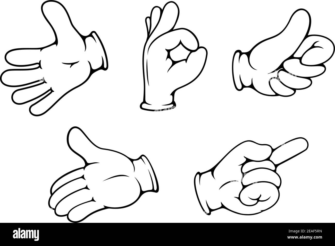People hand gestures set in cartoon comics style Stock Vector Image ...