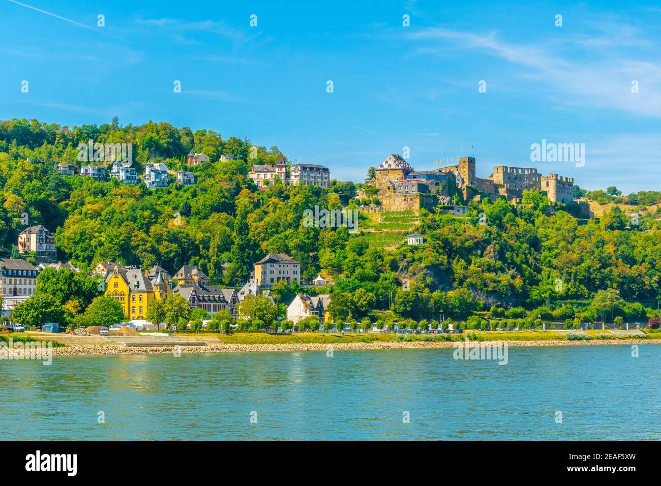 Rheinfels castle overlooking St. Goar in Germany Stock Photo - Alamy