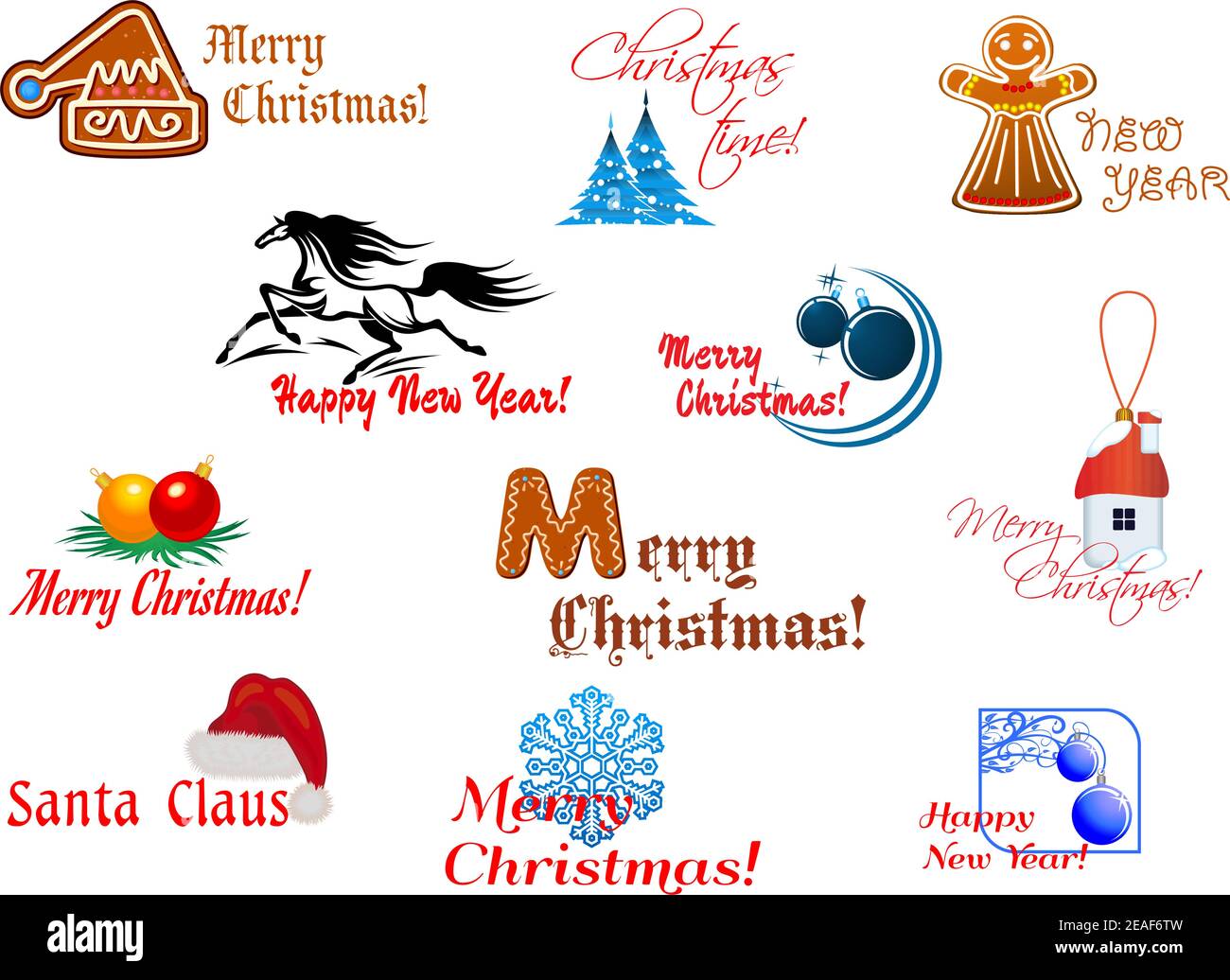 Winter holidays symbols for Christmas and New Year design Stock Vector ...
