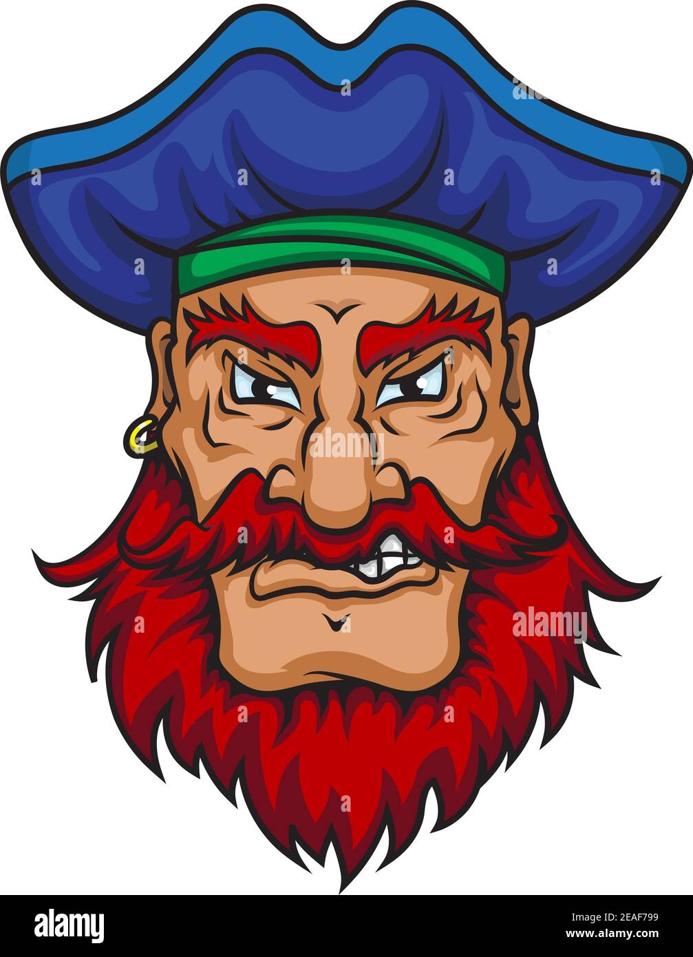 Old pirate captain in cartoon mascot style isolated on white background ...