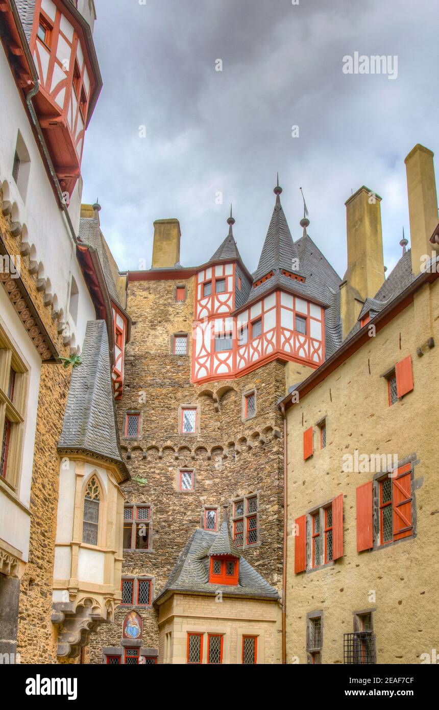 Courtyard of Eltz castle in Germany Stock Photo - Alamy