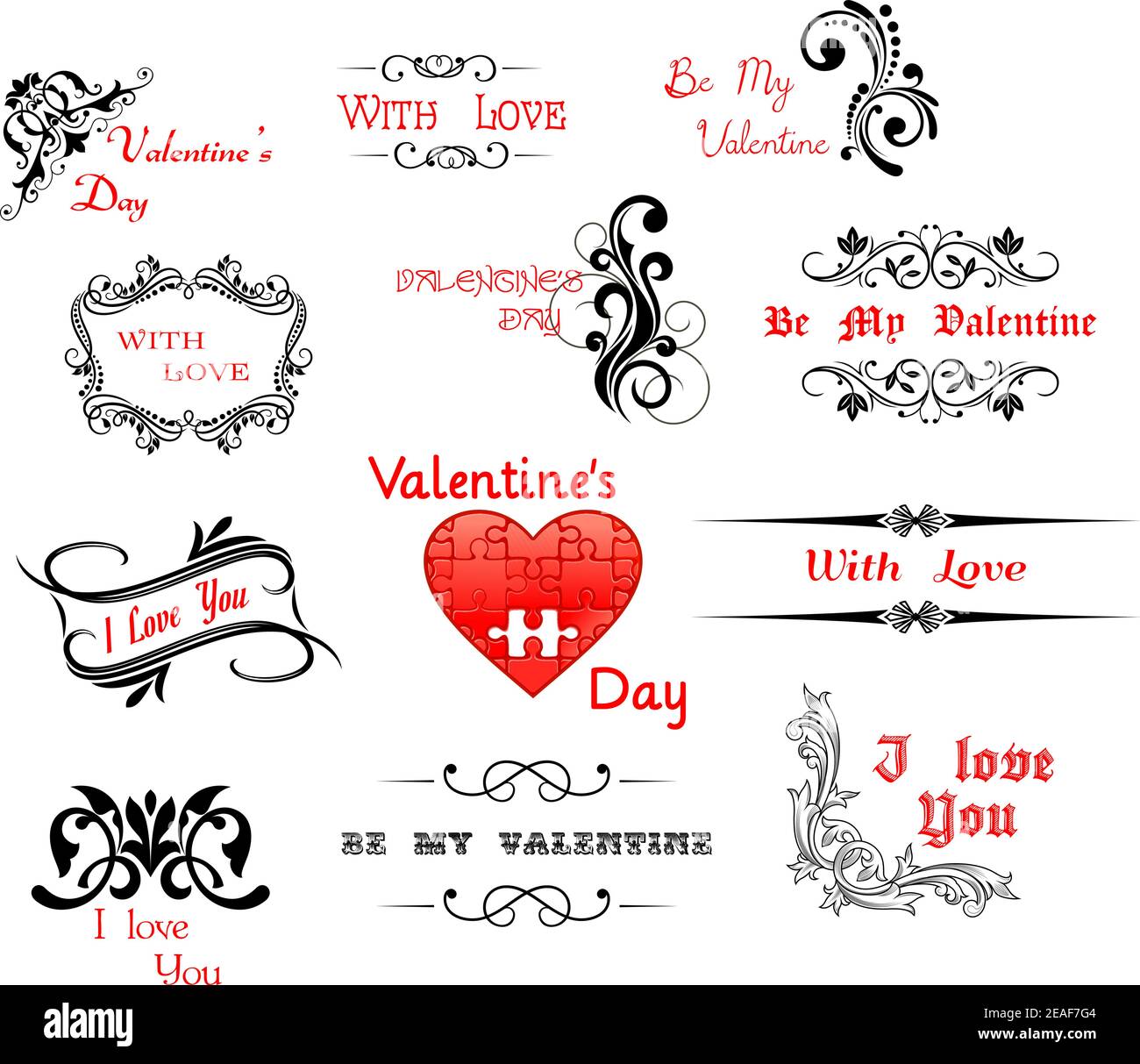 Love and Valentine' Day calligraphic headers for holiday design Stock ...