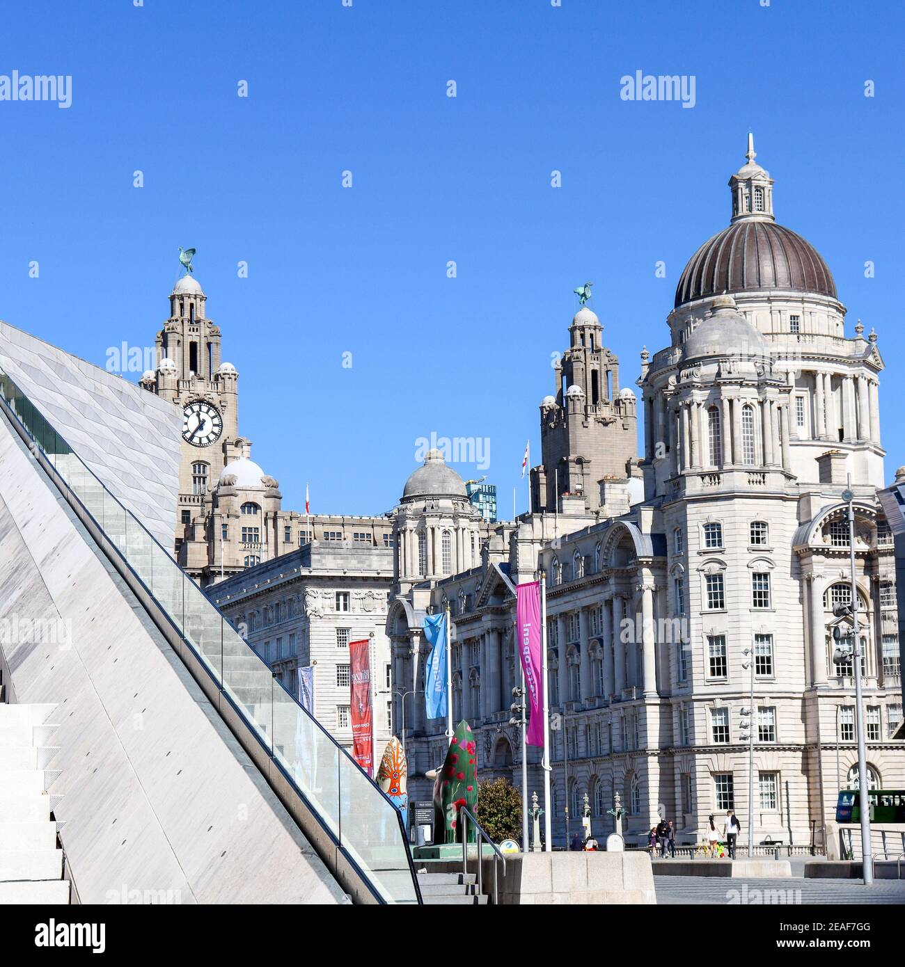 Old & new architecture, View of Port of Liverpool & Royal Liver ...