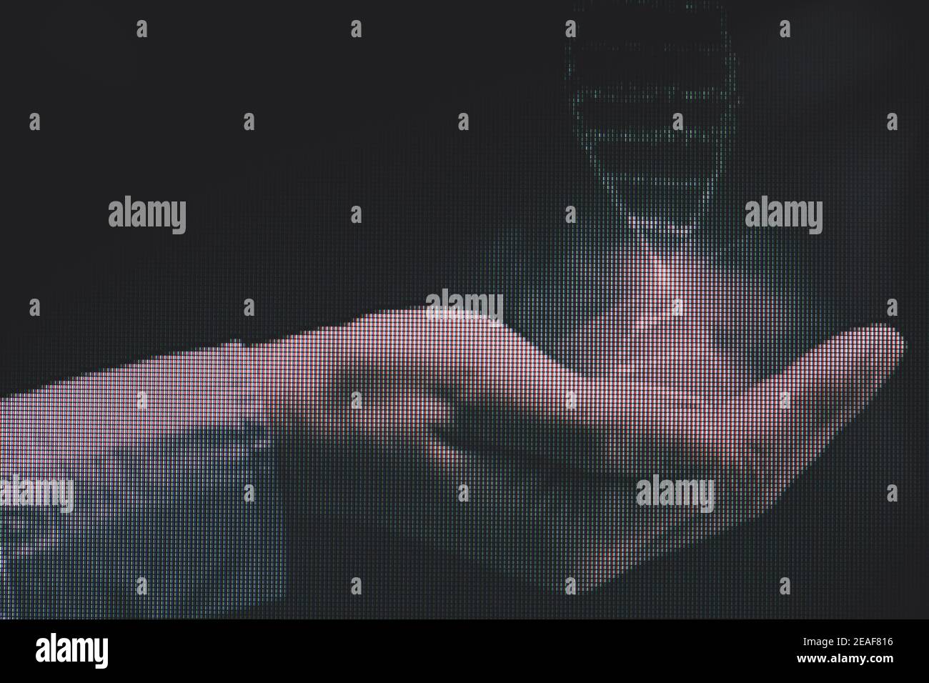 Man holding DNA molecule in palm. Macro photography view. Close-up of ...