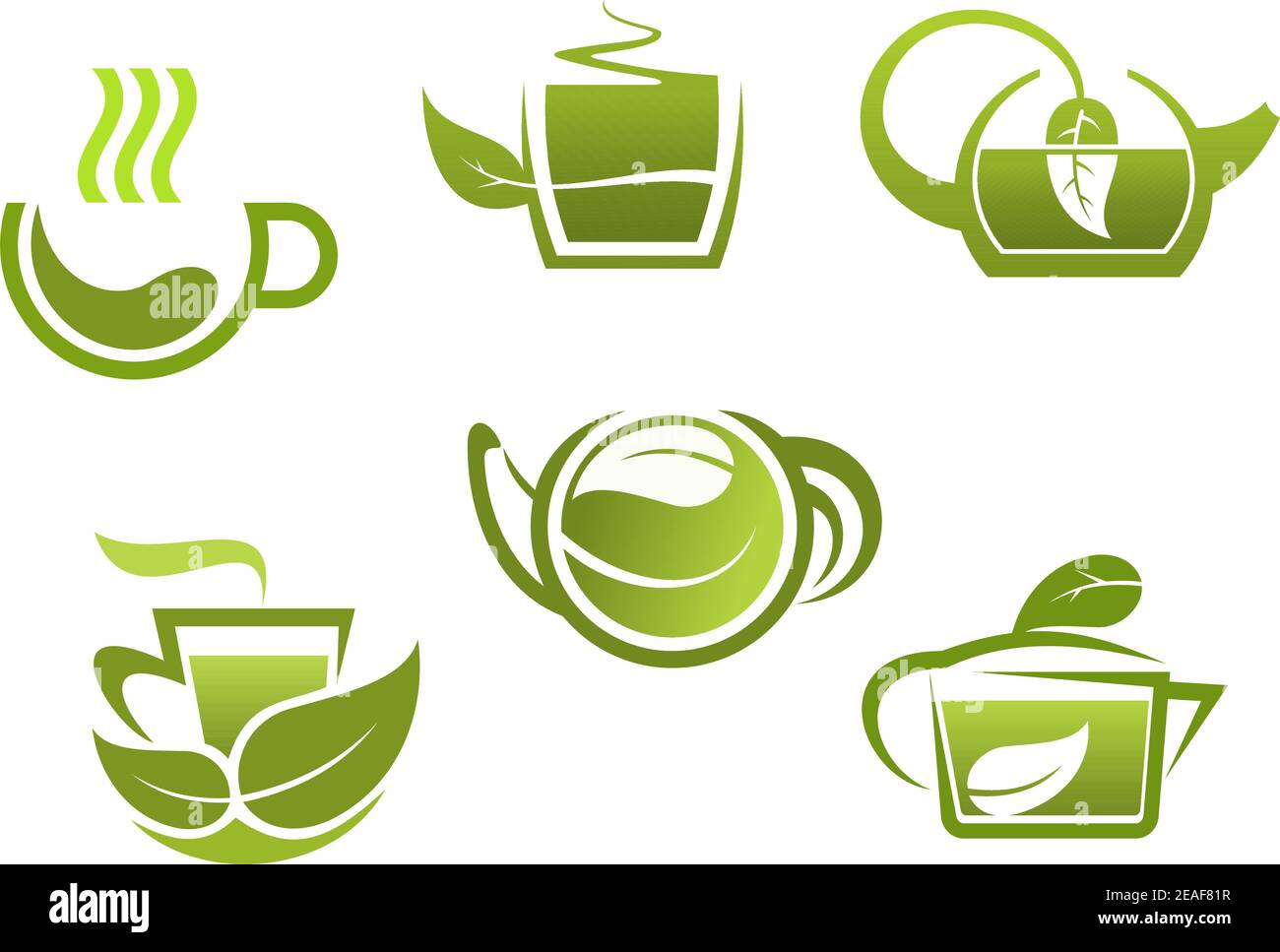 Green tea symbols set for restaurant or beverage design Stock Vector ...