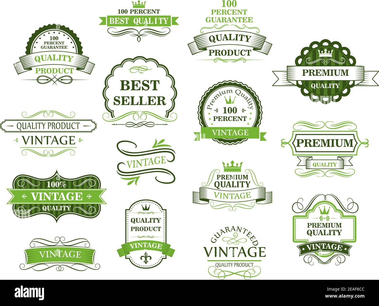 Green labels and banners in retro style for web or retail design Stock ...