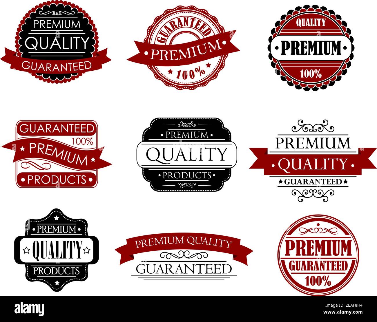 Set of labels for design with quality anf guarantee headers Stock ...