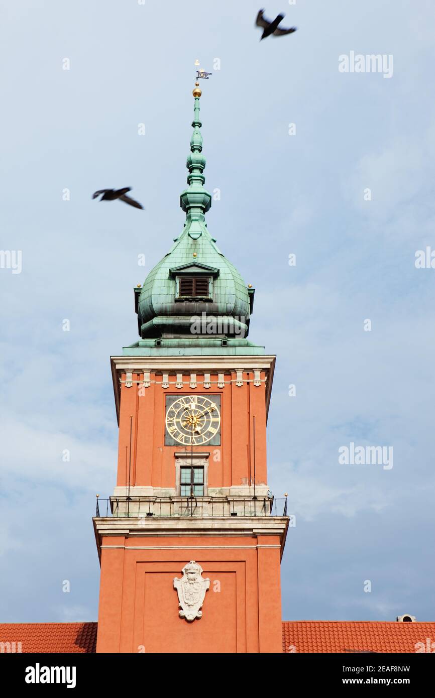 Poland Warsaw The Royal Castle clock tower spire Stock Photo - Alamy