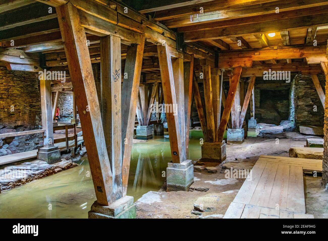 Underground passage of the old roman amphitheater in Trier, Germany ...
